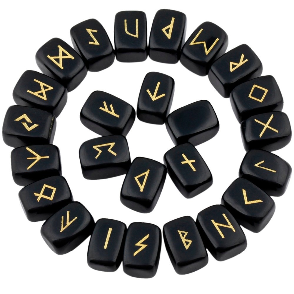 Acheter | Runes divinatoires obsidienne | Futhark, viking, divination ...